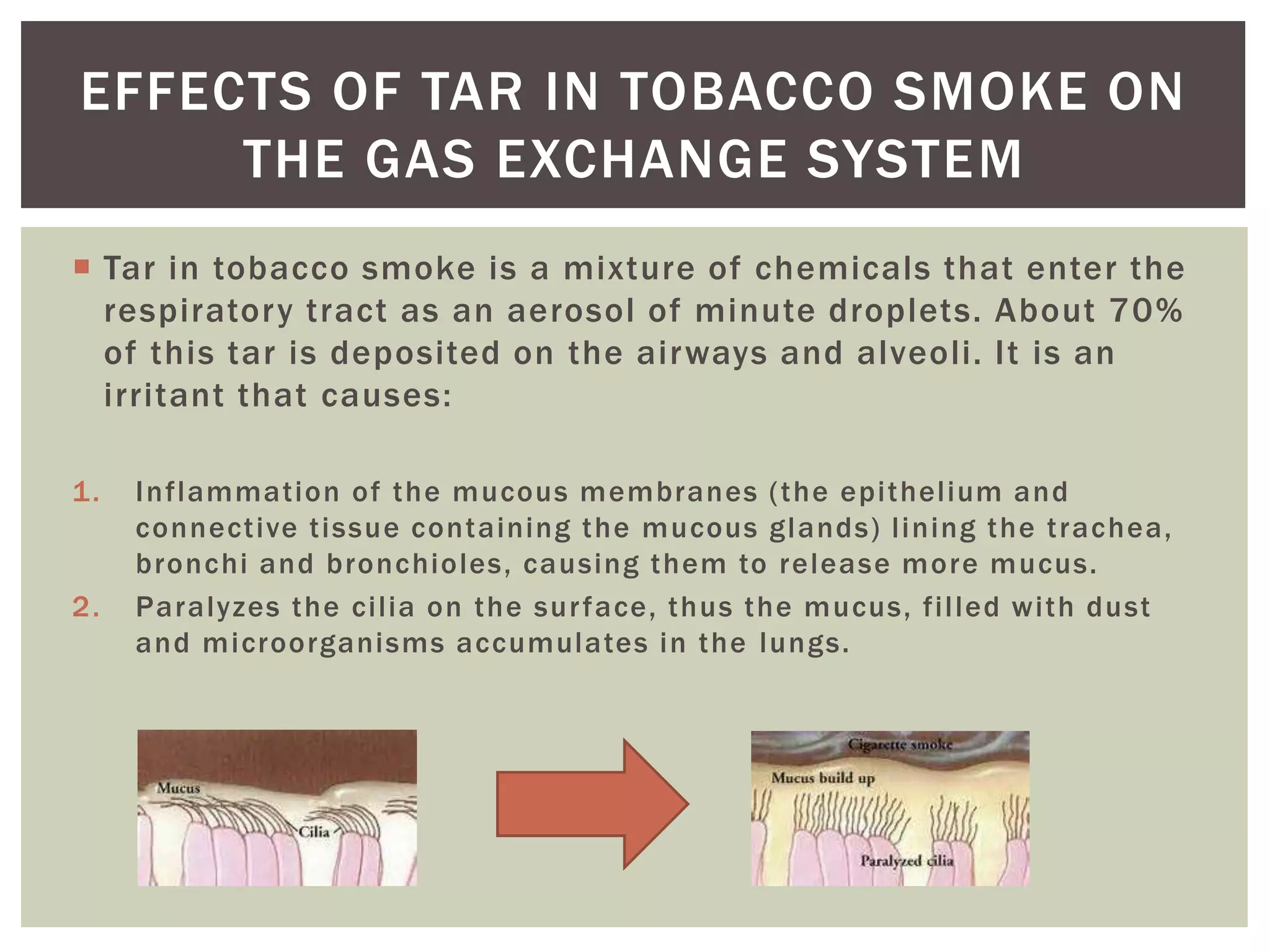 Tobacco smoke and it’s effects on gas exchange | PPTX