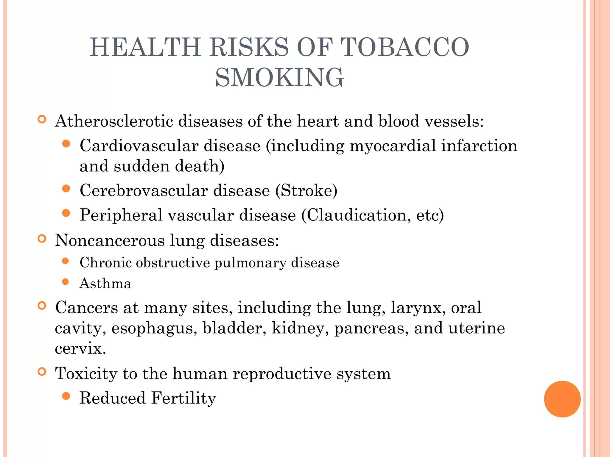Harmful Health Effects of Tobacco consumption | PPT