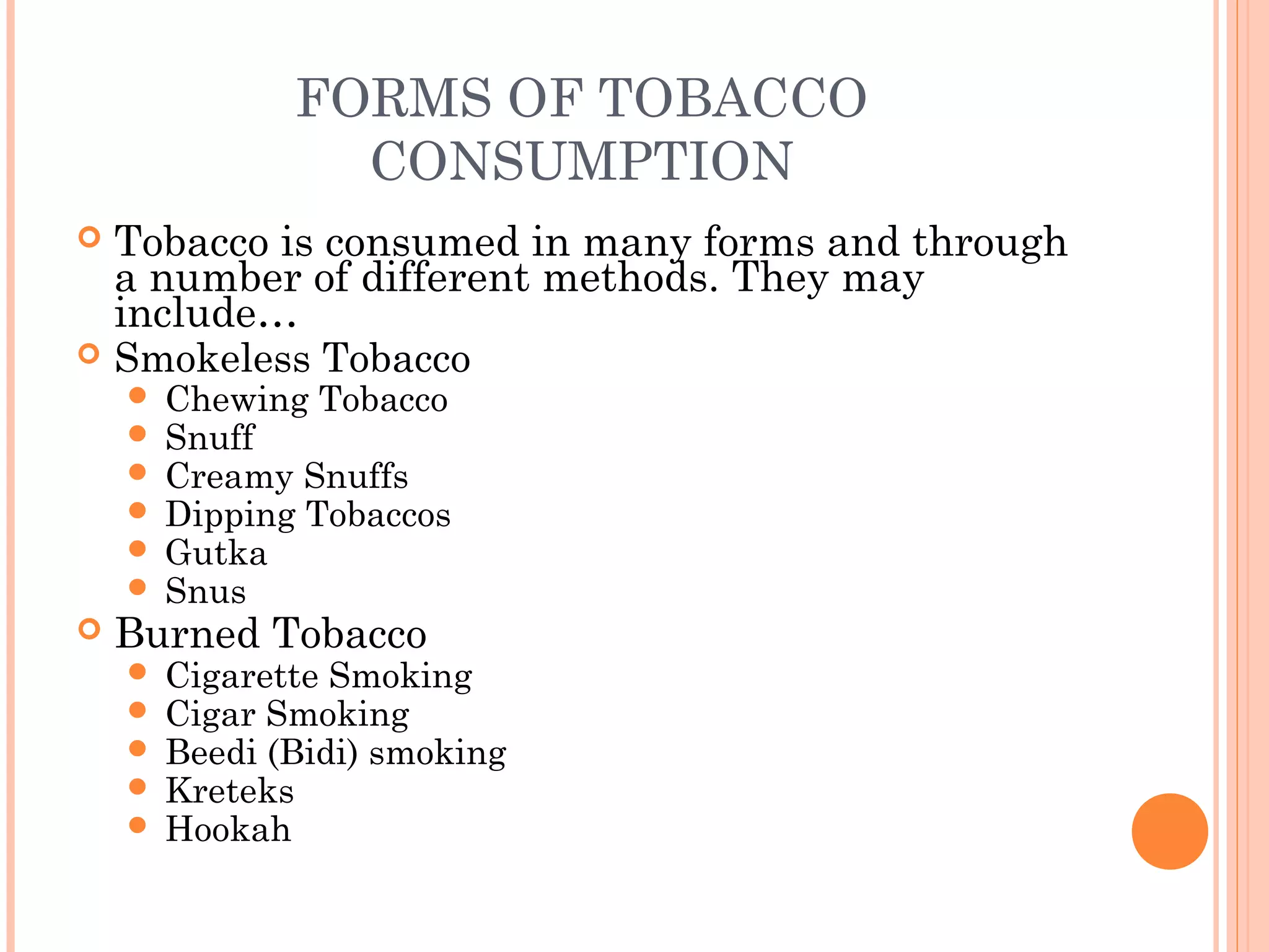 Harmful Health Effects of Tobacco consumption | PPT