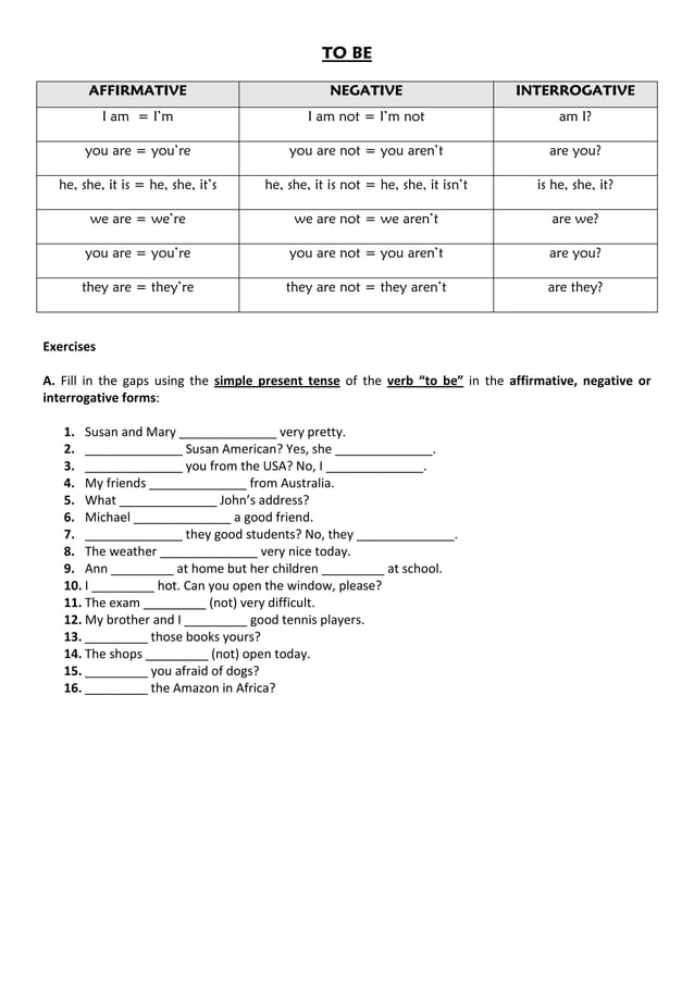 To be and personal pronouns | PDF