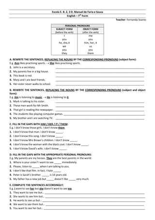 To be and personal pronouns | PDF