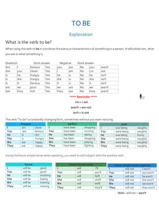 English Language: To be | DOCX | Programming Languages | Computing