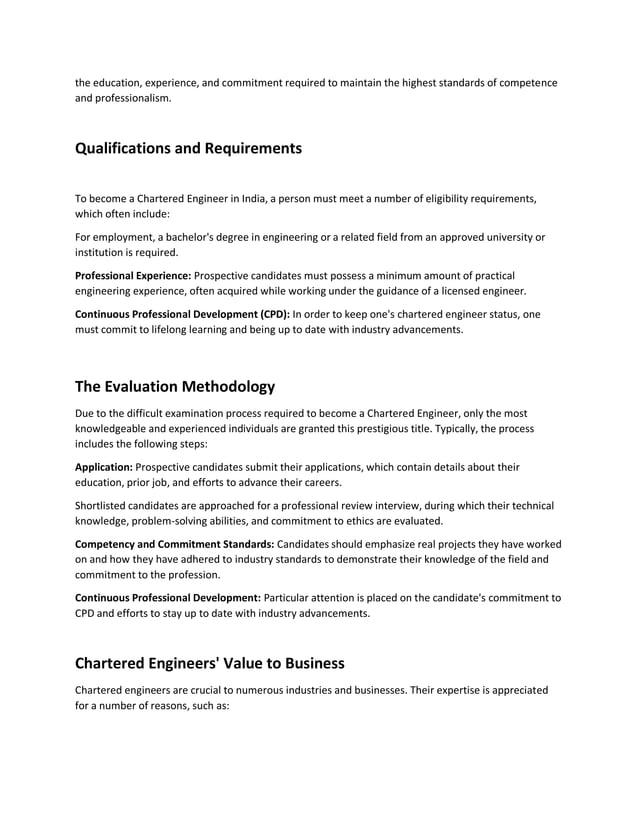To be a Chartered Engineer in India is to possess the Highest Level of ...