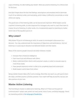 To Be a Great Leader You Have to Listen | PDF | Executive Leadership ...