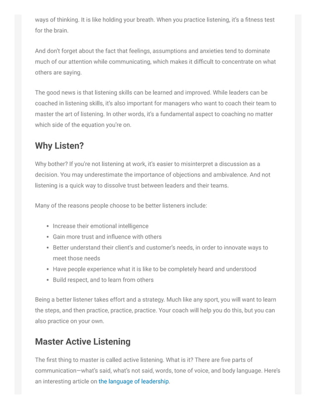 To Be a Great Leader You Have to Listen | PDF | Executive Leadership ...