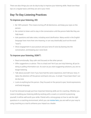 To Be a Great Leader You Have to Listen | PDF