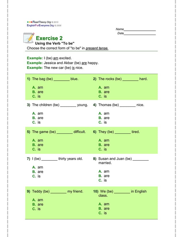 TO BE EXERCISES | PDF