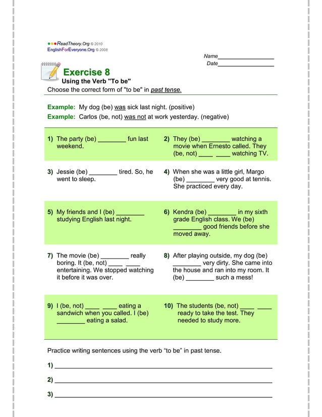TO BE EXERCISES | PDF