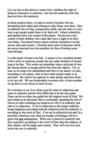 To be in subjection to authority by elder don ellis | PDF