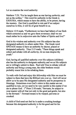 To be in subjection to authority by elder don ellis | PDF