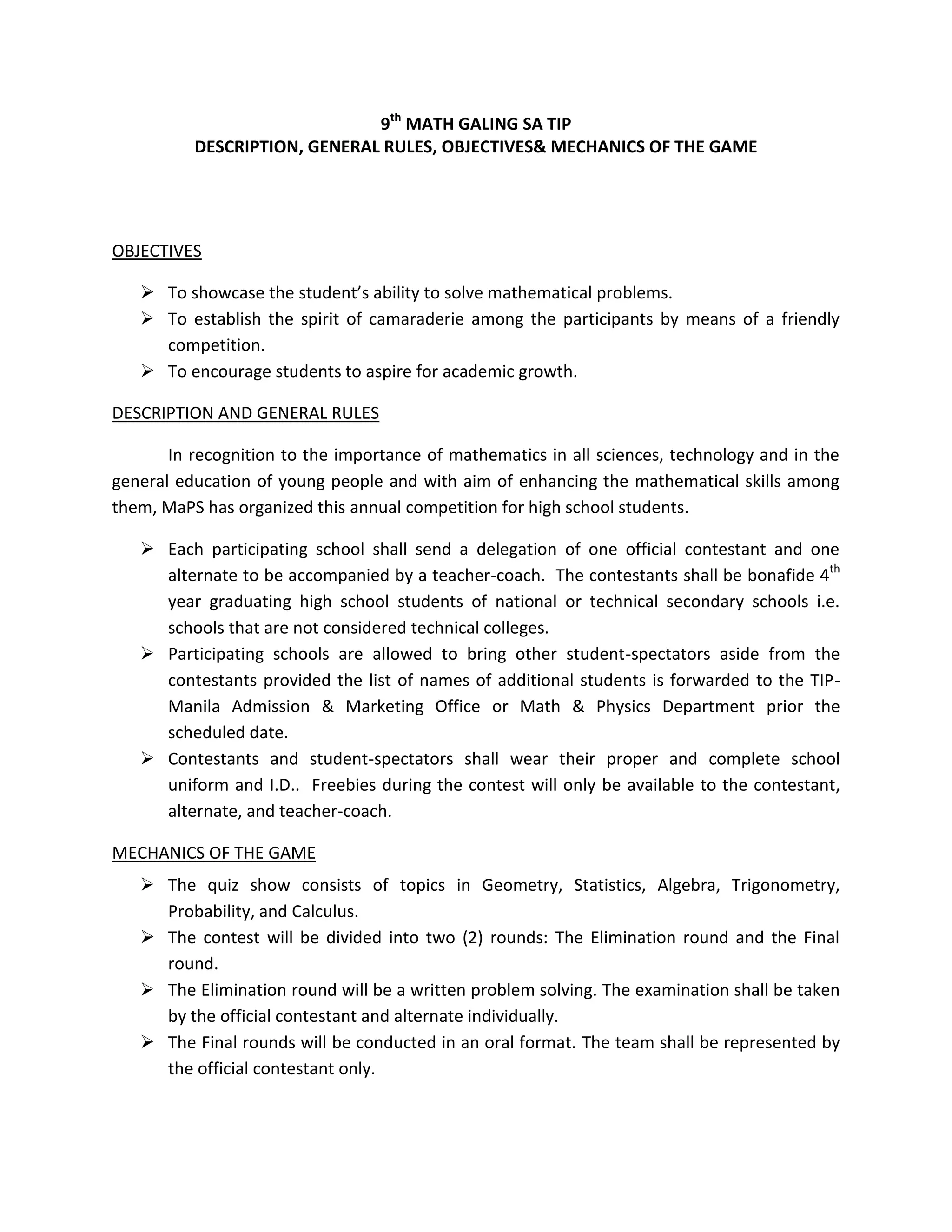 9th Math Galing sa TIP | DOCX