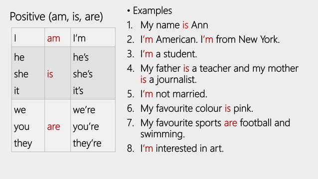 To be verb - am is are | PPTX
