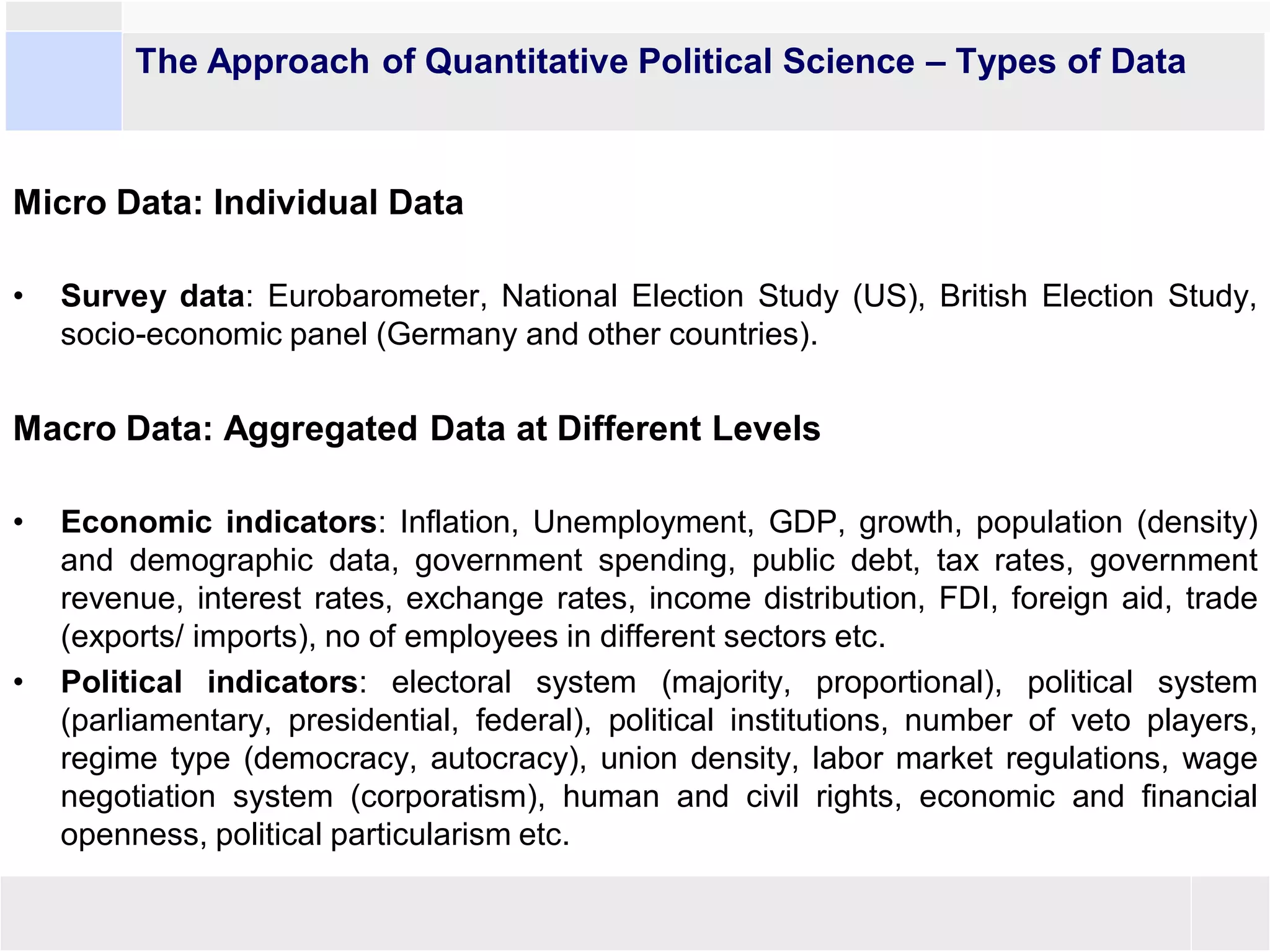 Overview of the Possibilities of Quantitative Methods in Political ...