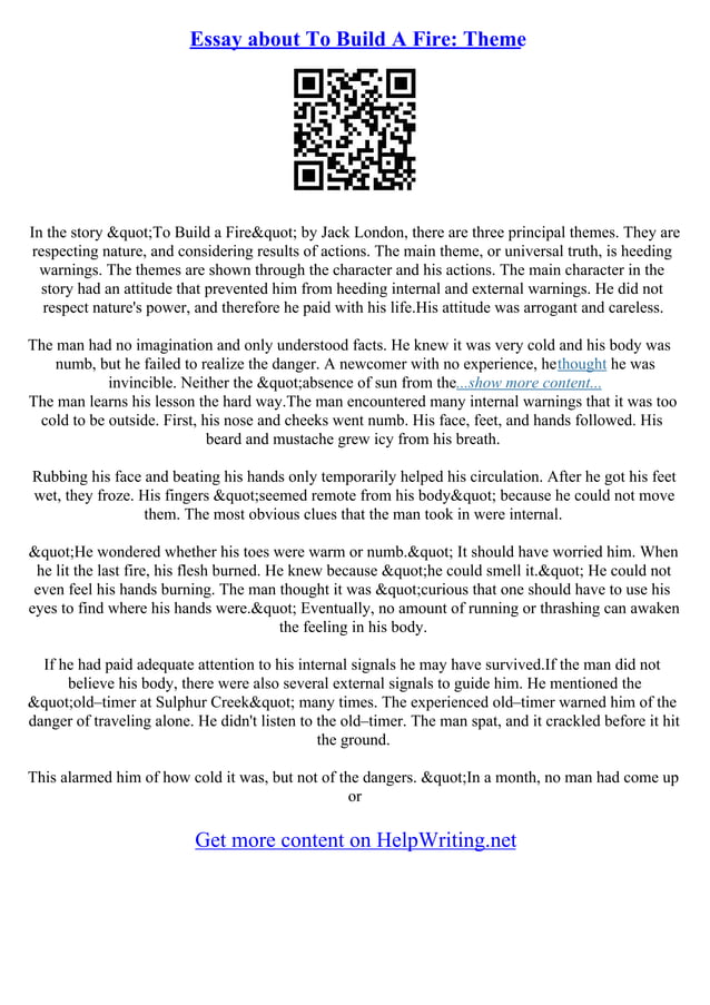 To Build A Fire Essay Questions | PDF