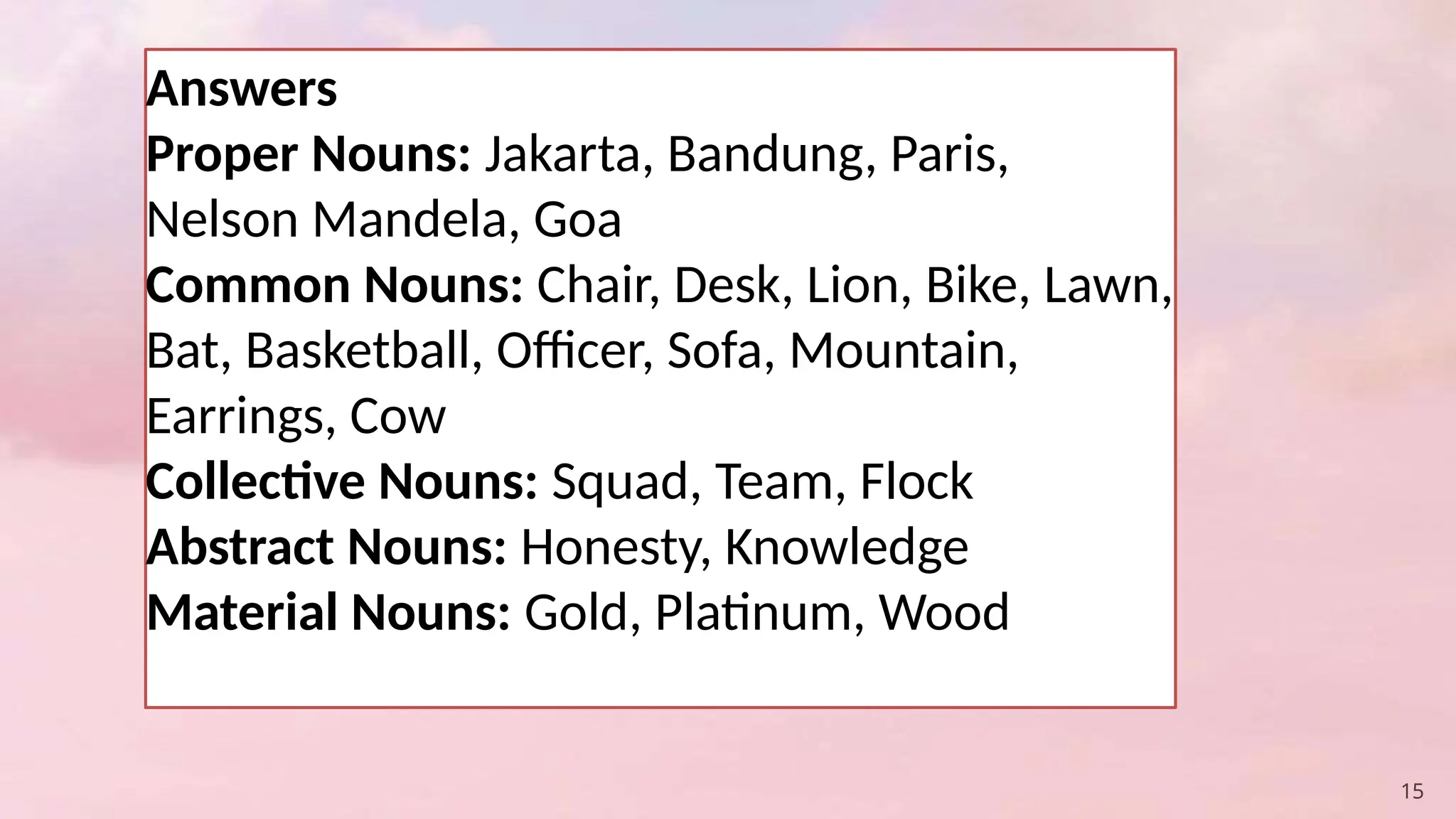 NOUNS AND TYPES OF NOUNS FOR LOWER SECONDARY LEVEL | PPTX