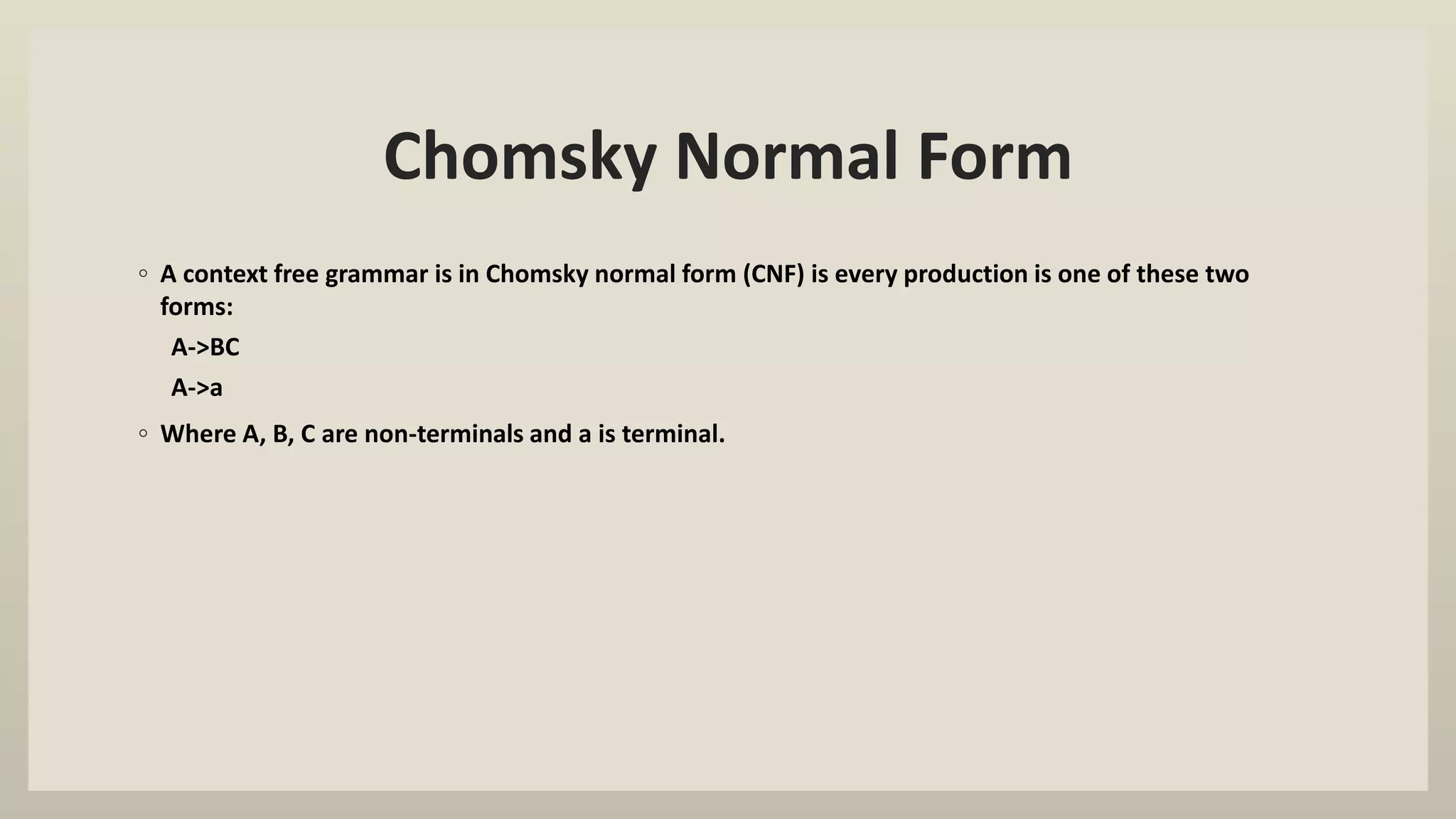 Chomsky Normal Form | PPTX