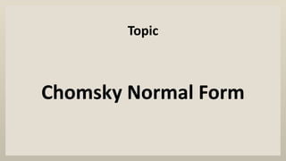 Chomsky Normal Form | PPTX