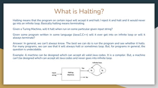 Turing machine and Halting Introduction | PPTX
