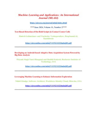 Machine Learning and Applications: An International Journal (MLAIJ) | PDF