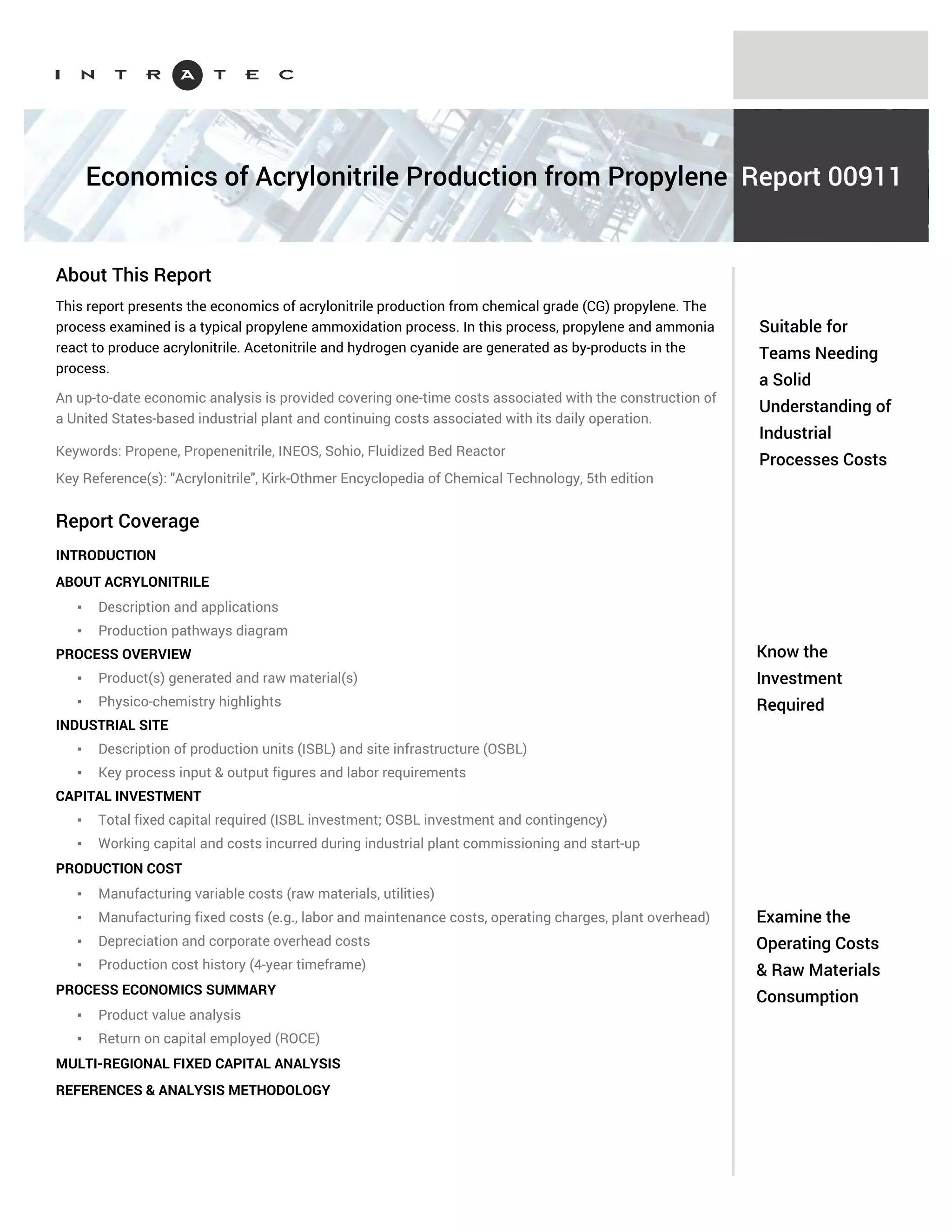Feasibility Studies: Acrylonitrile Manufacturing | PDF