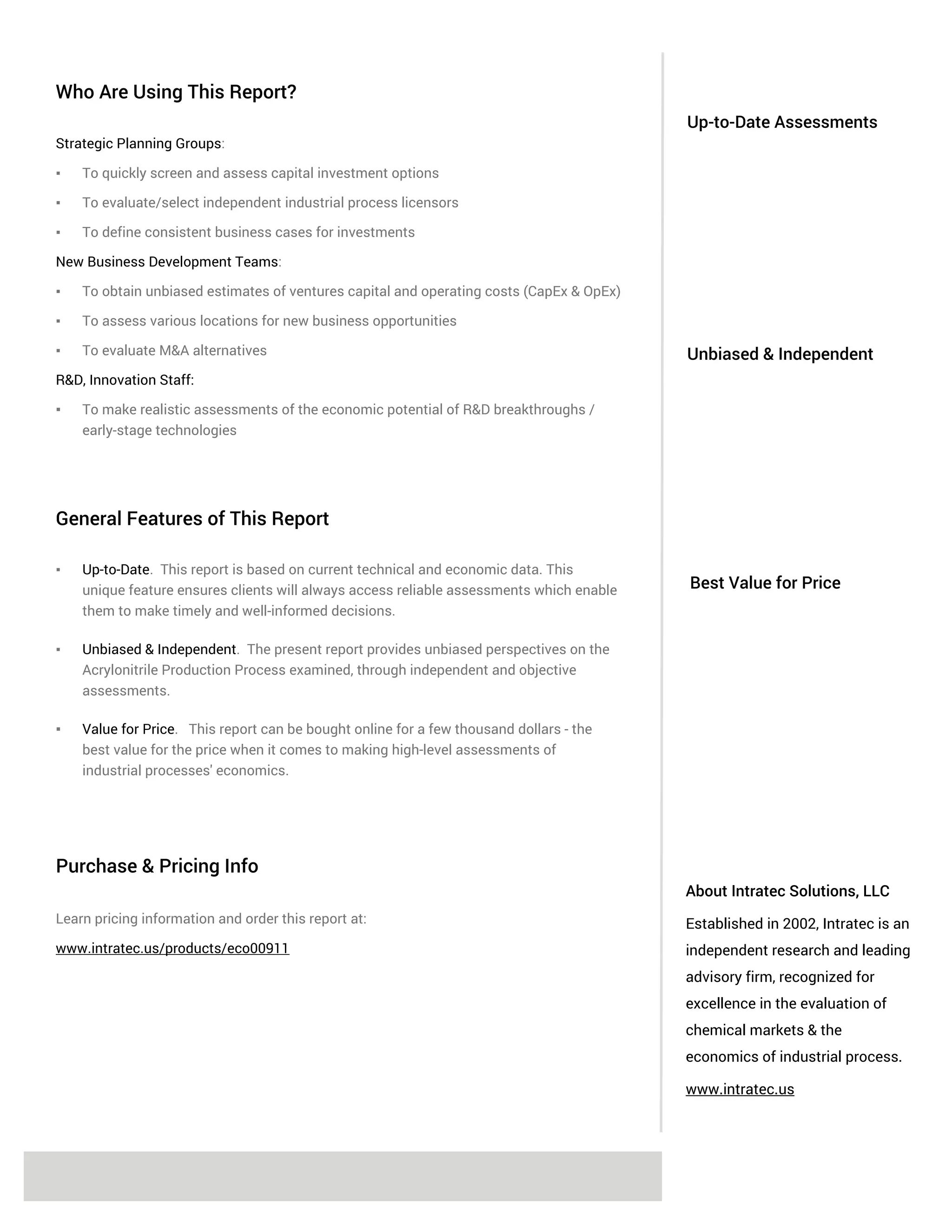 Feasibility Studies: Acrylonitrile Manufacturing | PDF