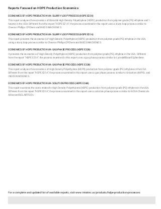 Economics of HDPE Production Processes | PDF