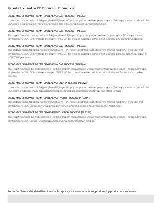 Economics of Polypropylene Production Processes | PDF