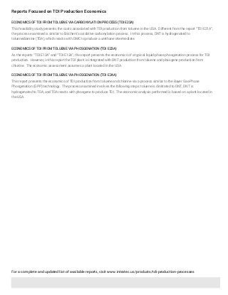 Feasibility Studies: TDI Manufacturing | PDF