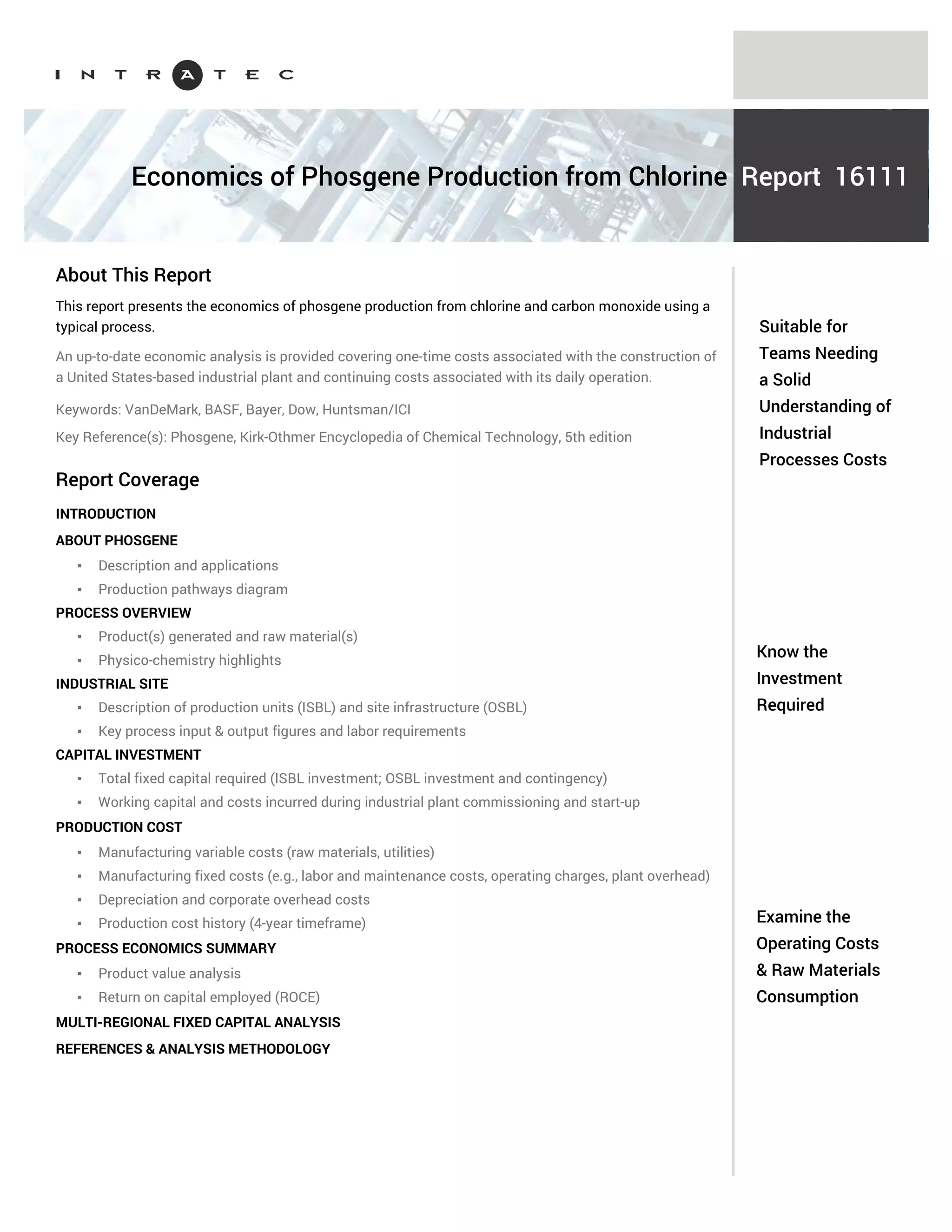 Feasibility Studies: Phosgene Manufacturing | PDF