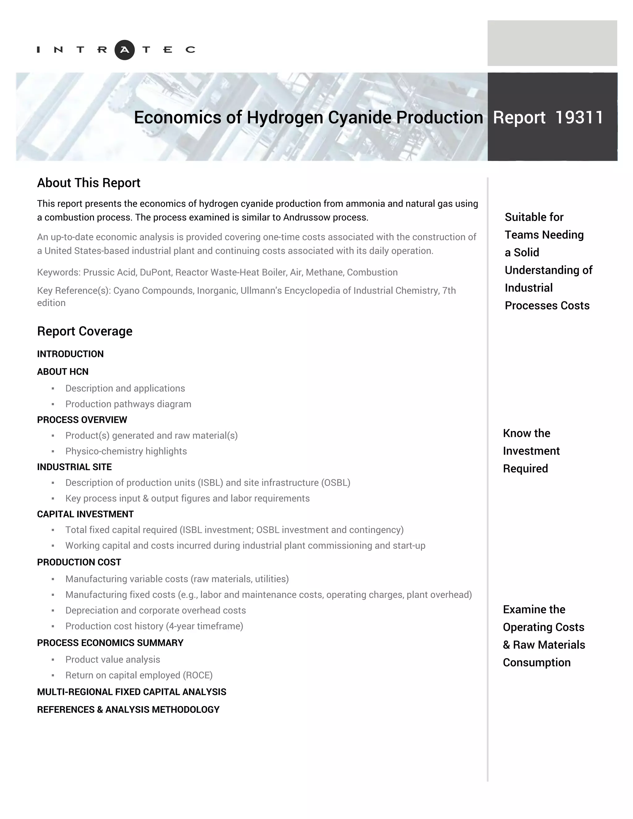 Feasibility Studies: Hydrogen Cyanide Manufacturing | PDF