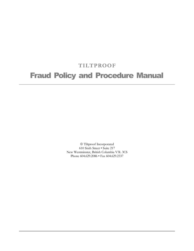 Toc fraud policy and procedure manual | DOC