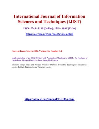 International Journal of Information Sciences and Techniques (IJIST ...