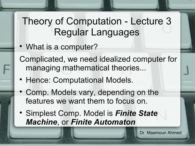 Theory of Computation - Lecture 3 | PPT