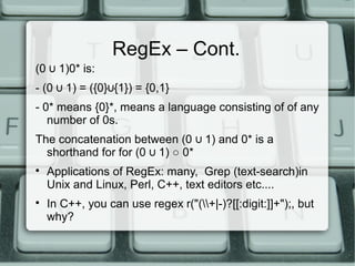 Theory of Computation - Lectures 4 and 5 | PPT