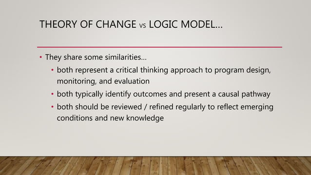 Theory of Change vs. Program Logic Model | PPTX