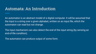 Theory of Computation Basic Concepts and Grammar | PDF