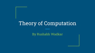 Theory of Computation Basics of Finite Acceptors | PPT