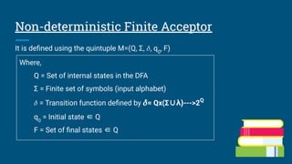Theory of Computation Basics of Finite Acceptors | PPT