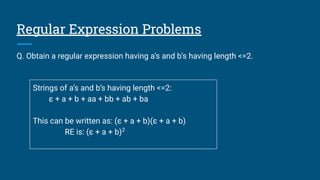 Theory of Computation Regular Expressions, Minimisation & Pumping Lemma | PPT