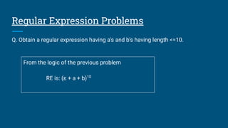 Theory of Computation Regular Expressions, Minimisation & Pumping Lemma | PPT