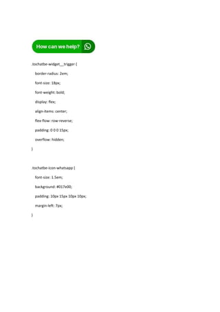 Custom CSS for WhatsApp Widget | PDF