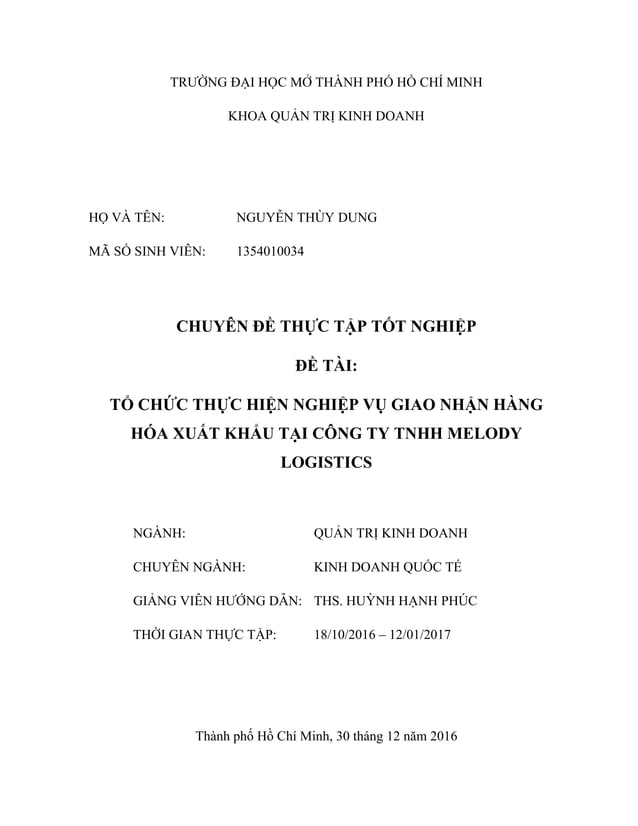 Tổ chức thực hiện nghiệp vụ giao nhận hàng hóa xuất khẩu, HAY! | PDF