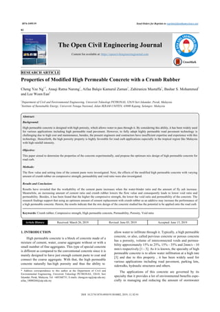 Experimental Study on Modified High Permeable Concrete with Crumb ...