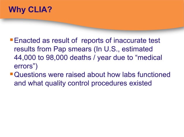 Setting Up a CLIA Lab | PPTX | Lung and Respiratory Health | Diseases ...