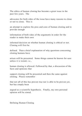 To Clone or not to Clone The Ethical Question Joseph Farnsw.docx