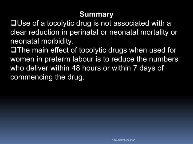 Tocolysis for preterm labour: RCOG Guidelines | PDF