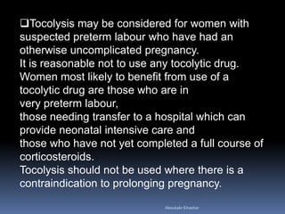 Tocolysis for preterm labour: RCOG Guidelines | PDF