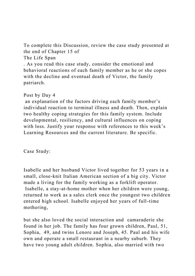 To complete this Discussion, review the case study presented at | DOCX ...