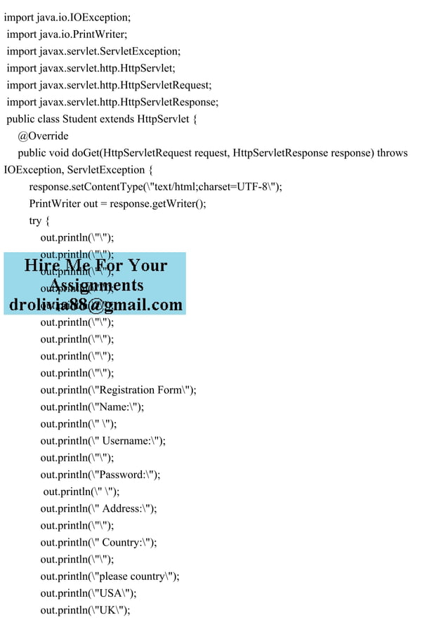 To convert html code into Java servlet you have to write all html ta.pdf