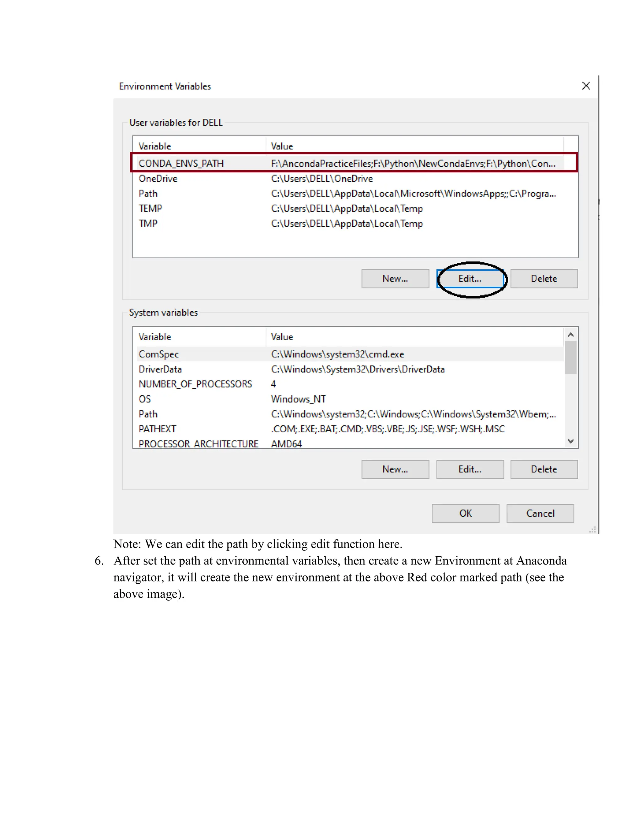 To create anaconda environment user defined path other than default path.docx